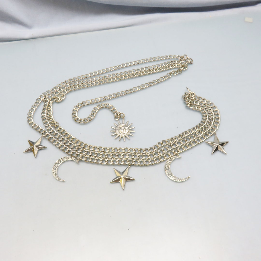 Belly Dancers Silvery Metal Sun, Moon and Stars Design Dangly Belt - Etsy