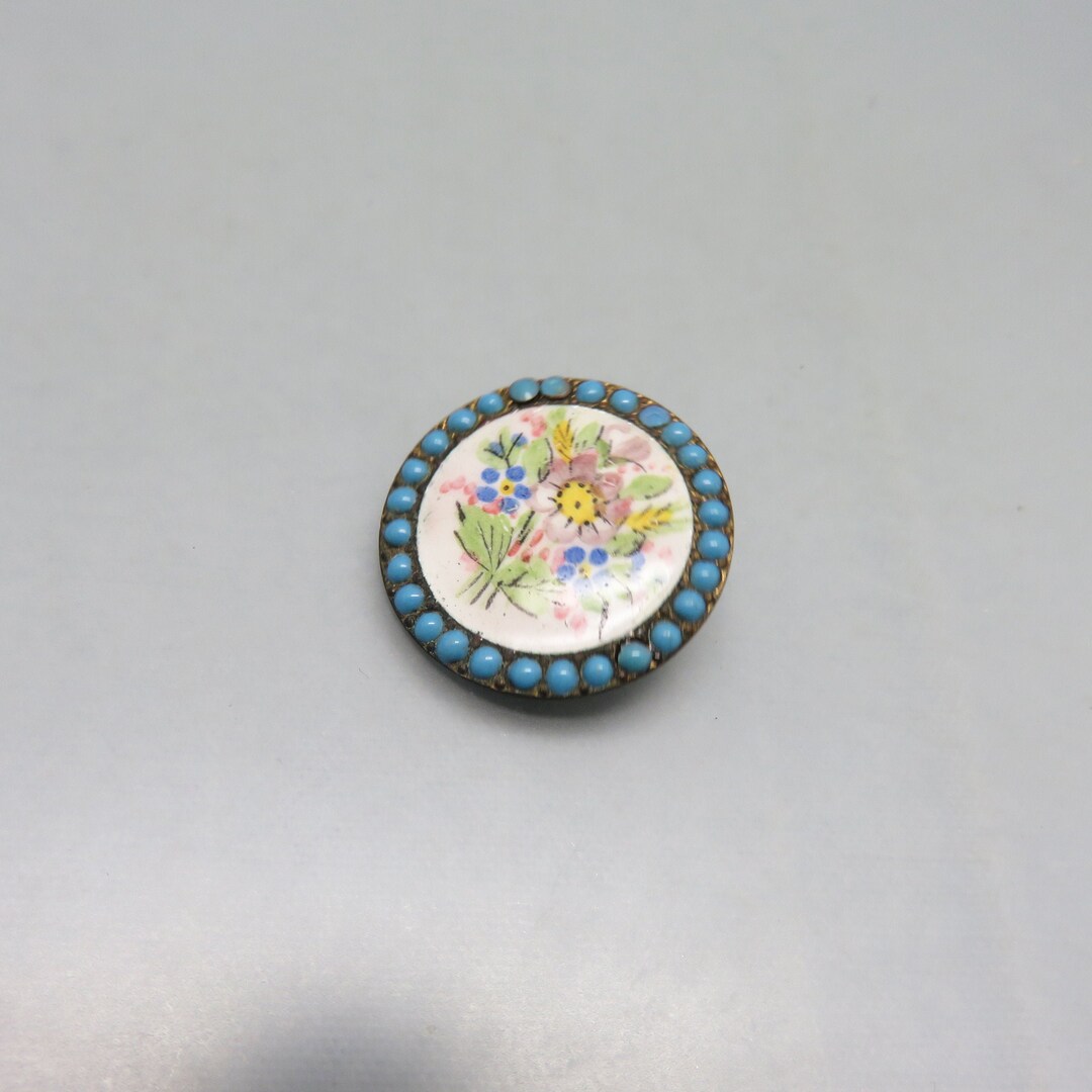 19th Century Enamel Button Floral Design - Etsy 日本