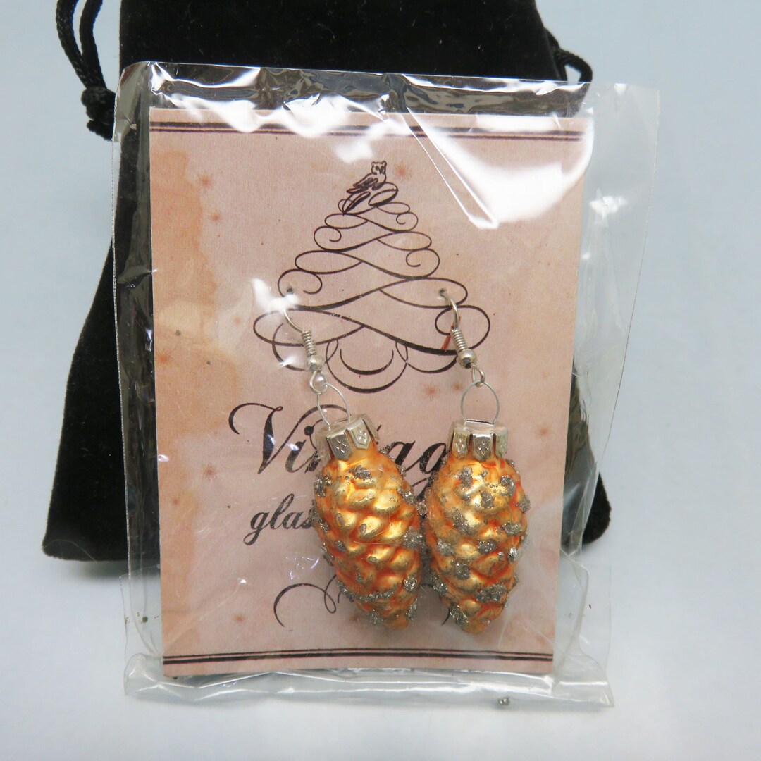 Vintage Mercury Glass Pine Cone Pierced Earrings, Vintage Style - Etsy