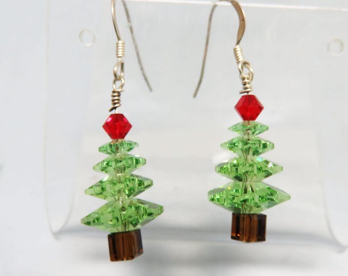 Swarovski Crystal Christmas Tree Pierced Earrings, Vintage , Elegant ...