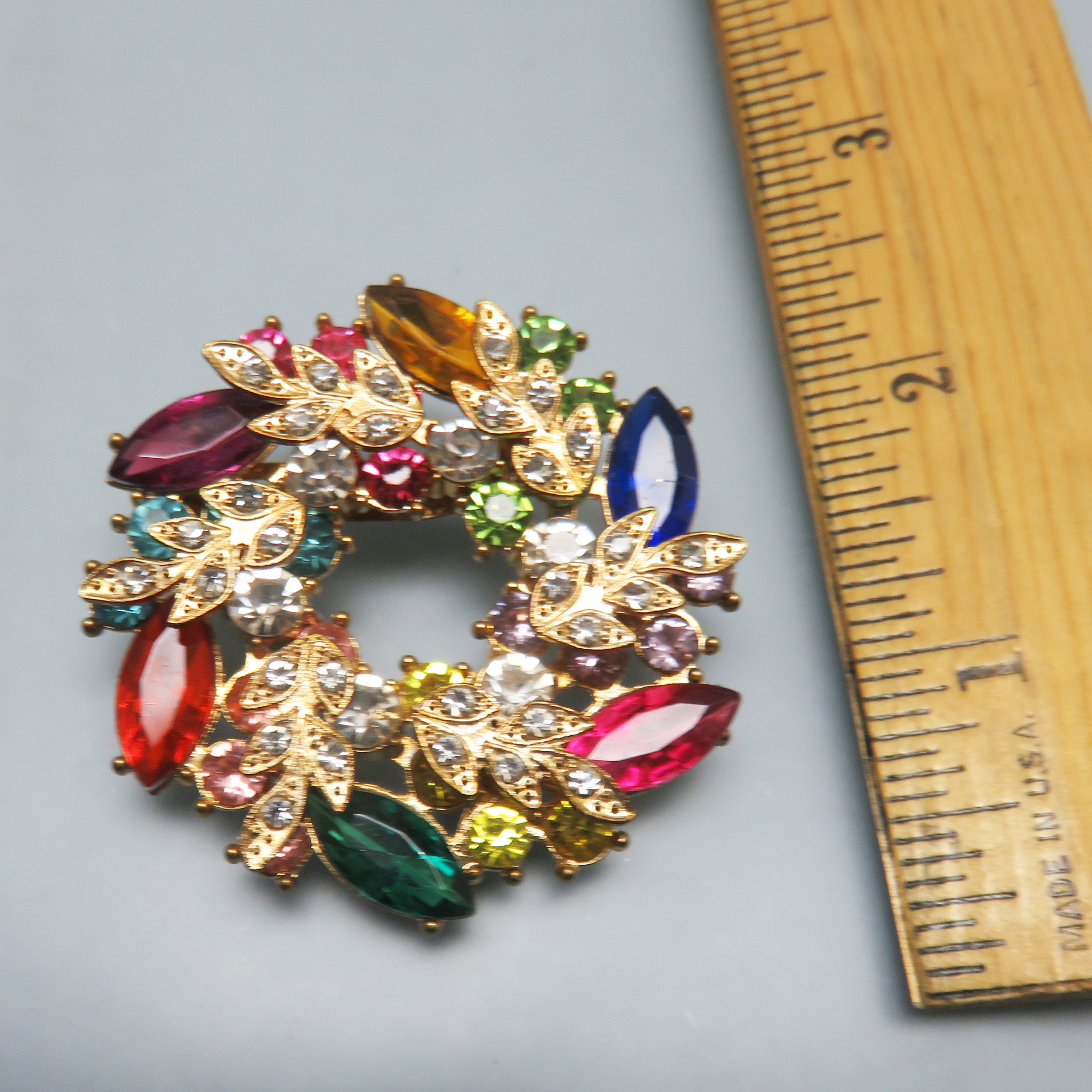 Multi Color Rhinestone Brooch 1960s Vintage Layed Brooch - Etsy UK