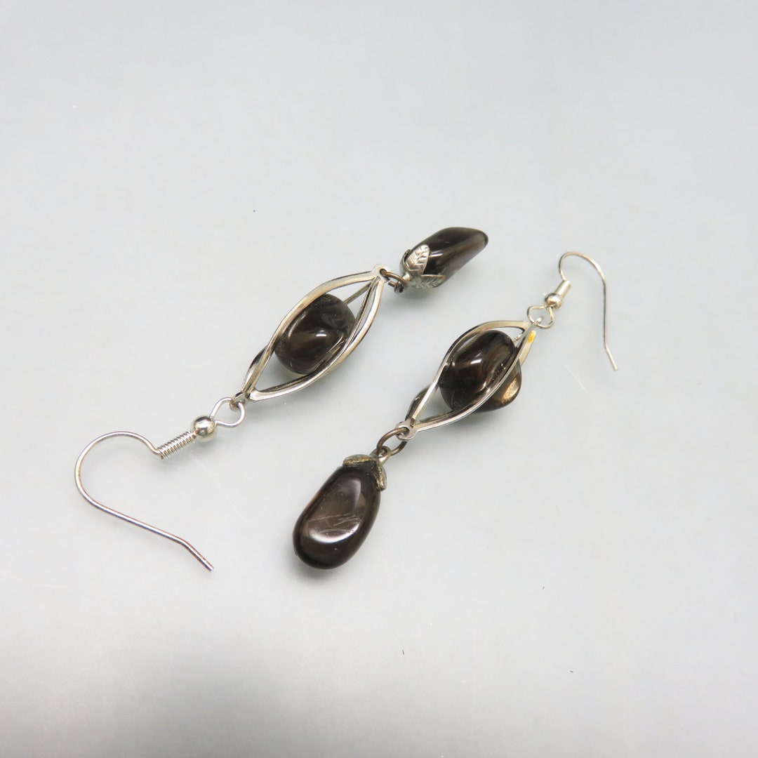 Vintage 1960 Modern Apache Tears Pierced Earrings - Etsy