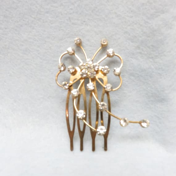 Vintage Rhinestone Hair Comb 1960s Goldtone Metal Hair Comb - Etsy