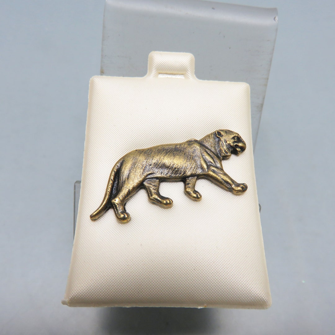 Vintage Mountain Lion Tie Tack: Gold Tone Puma Lapel Pin - Etsy
