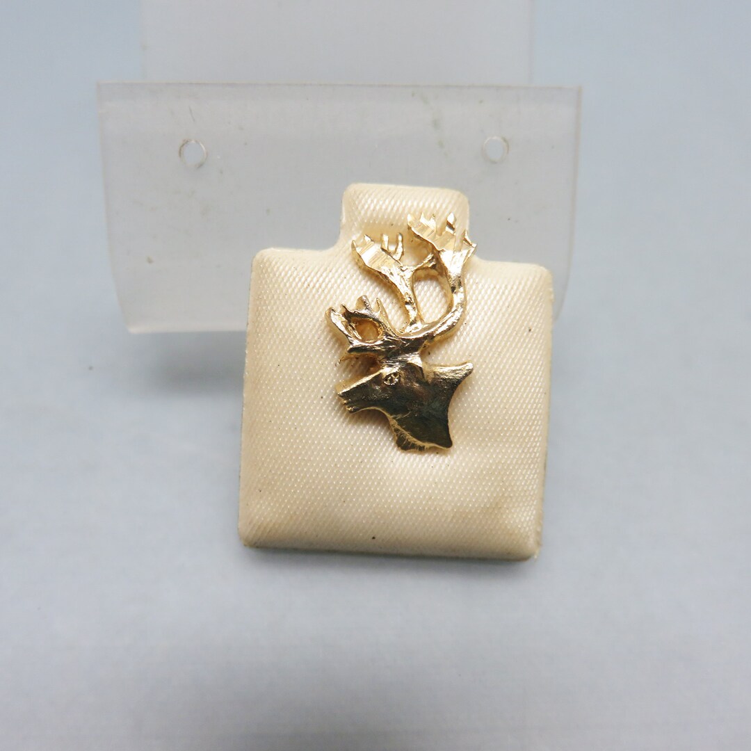 Gold Plated Bull Elk Tack Pin, Diamond Cut Tie Tack, Vintage Golden ...