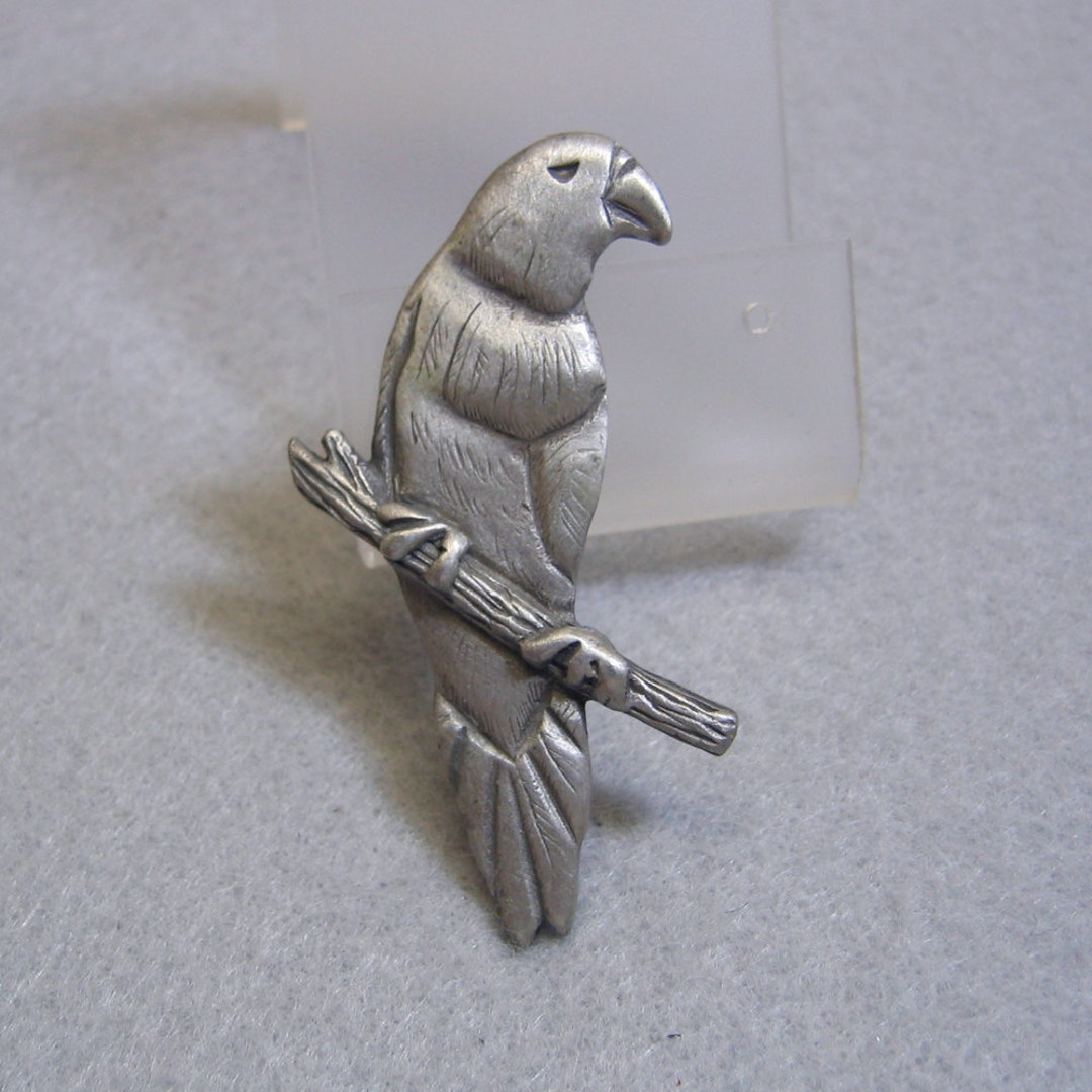 Pewter Parrot Pin, MINT, Realistic, Vintage - Etsy