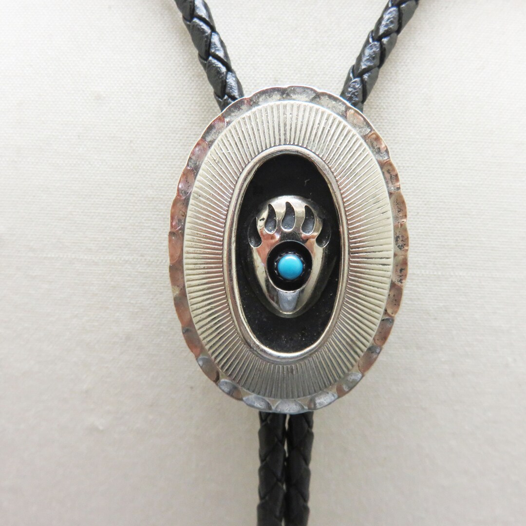 1980s Shadow Box Native American Style Badger Claw Bolo Tie - Etsy