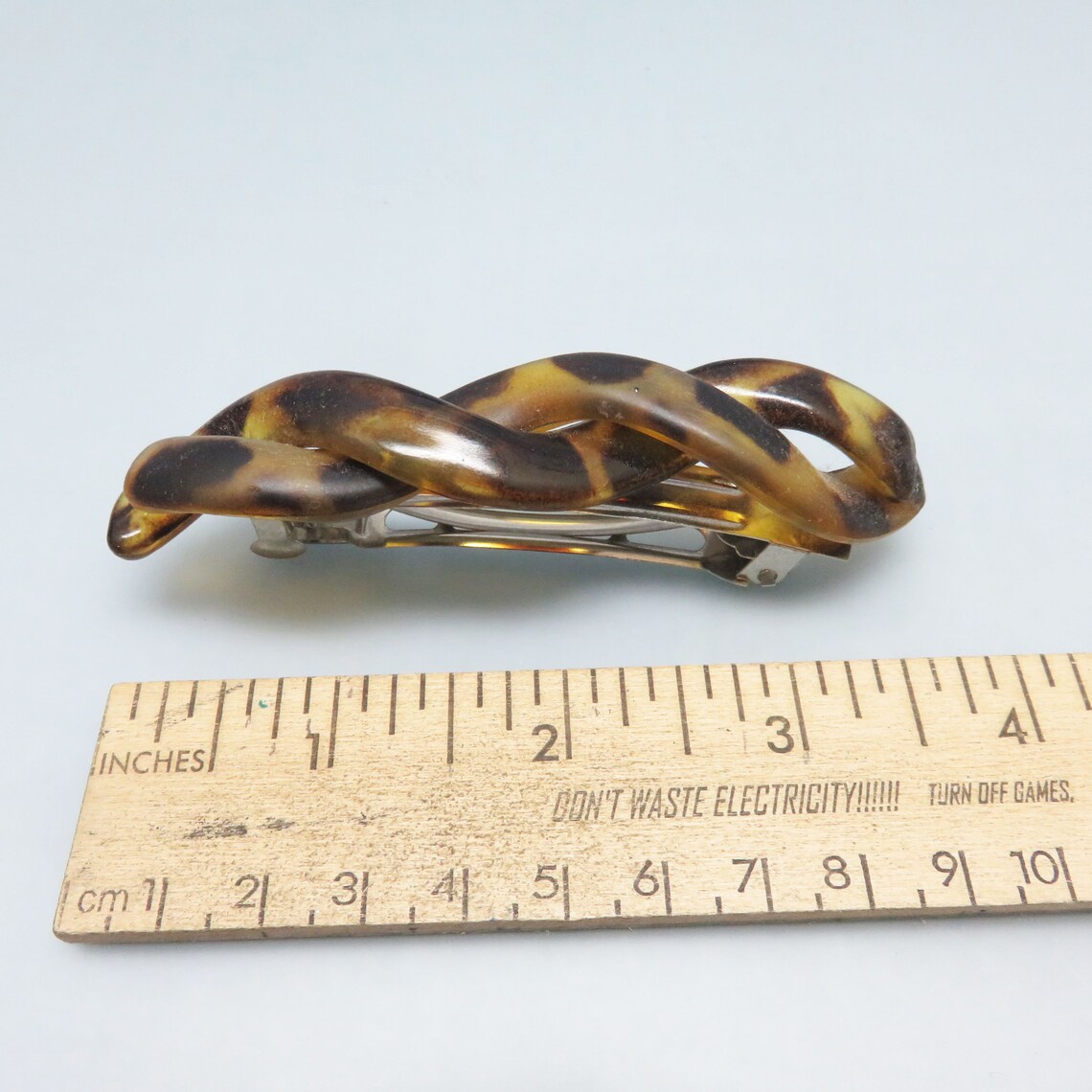 Braided Plastic Tortoise Shell Vintage Hair Barrette, 3 3/4ths Inches ...