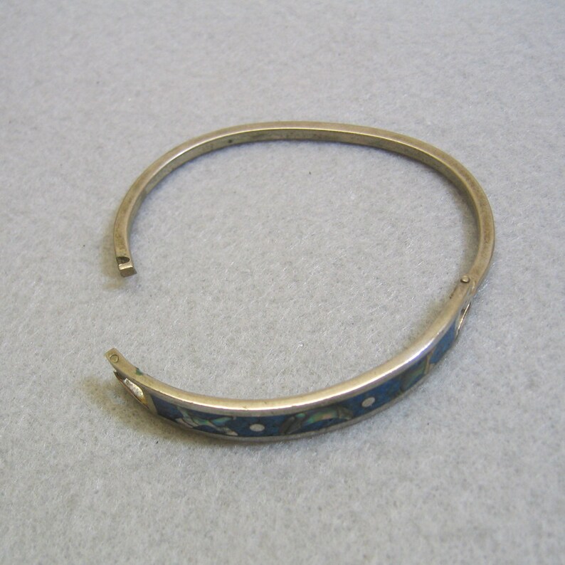 Abalone Alpaca Hinged Bangle Bracelet Blue Sodalite Mosaic - Etsy