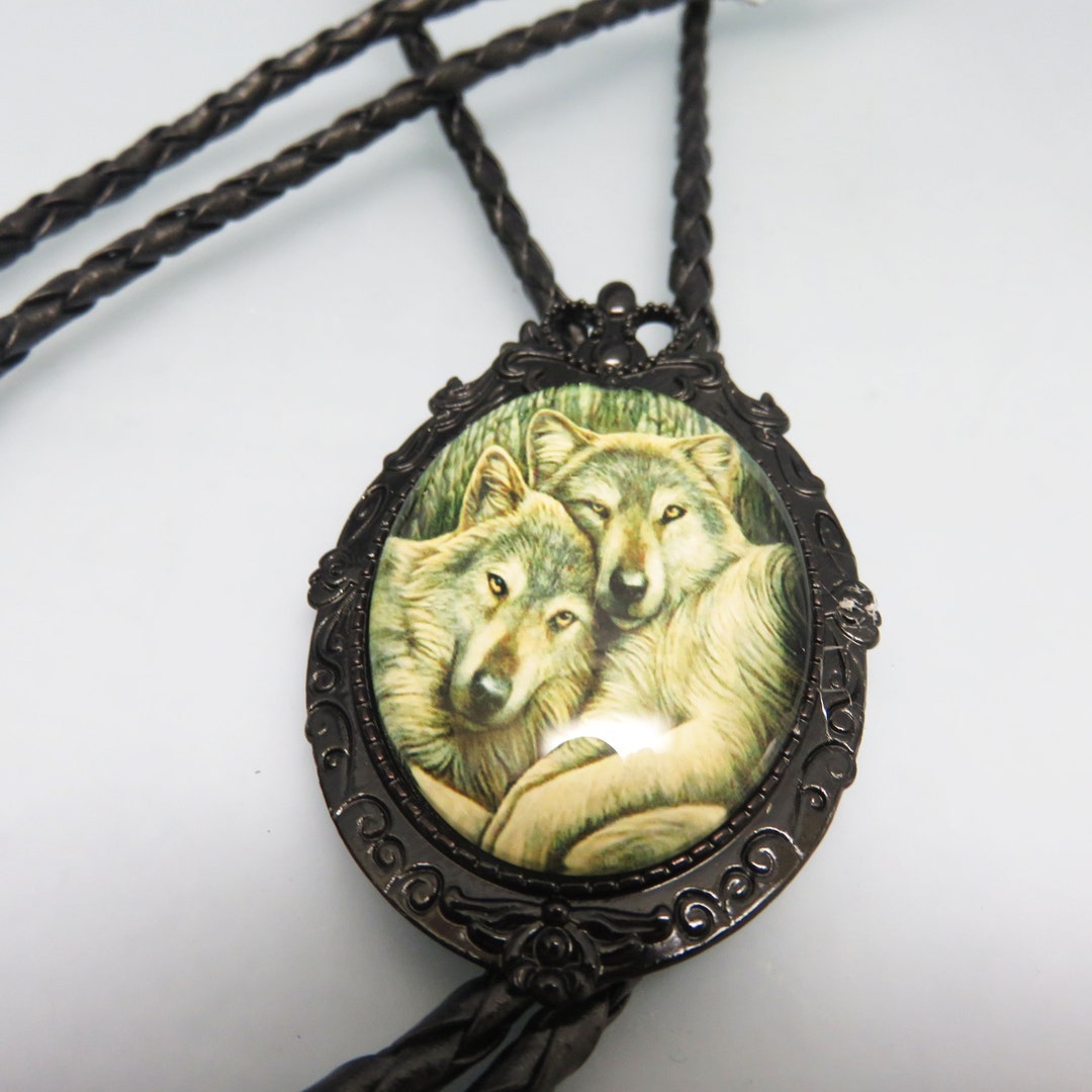 Wolf Pair Bolo Tie: Gothic Victorian Black Metal Setting - Etsy