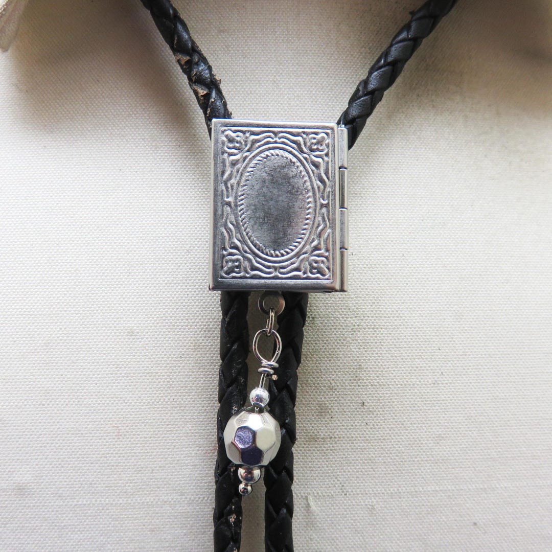 Handmade Silver Book Shaped Locket Bolo Tie, - Etsy
