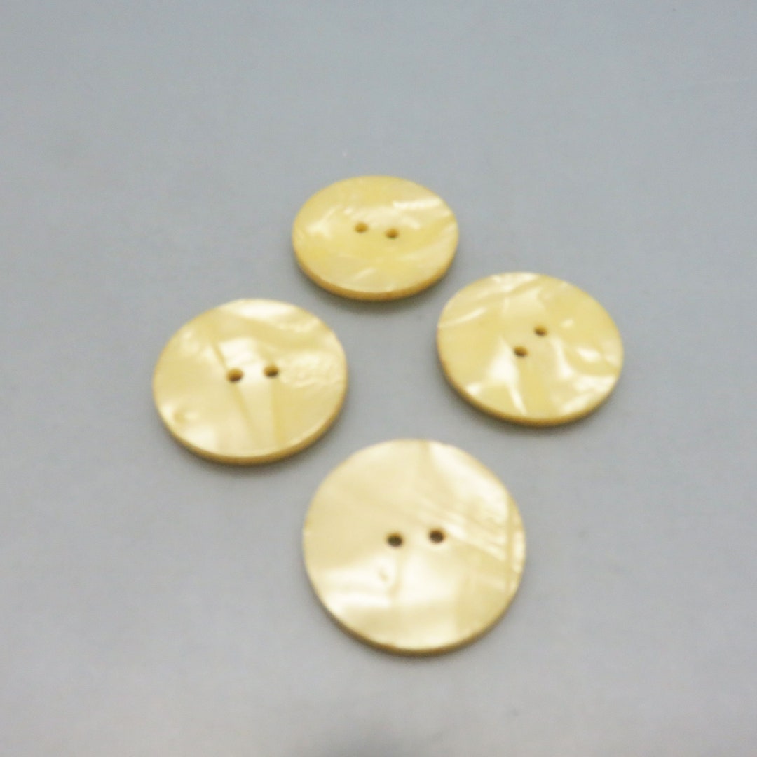 Set of 4 Celluloid Buttons From the 1940's, Pale Yellow 1 1/4 Inch ...