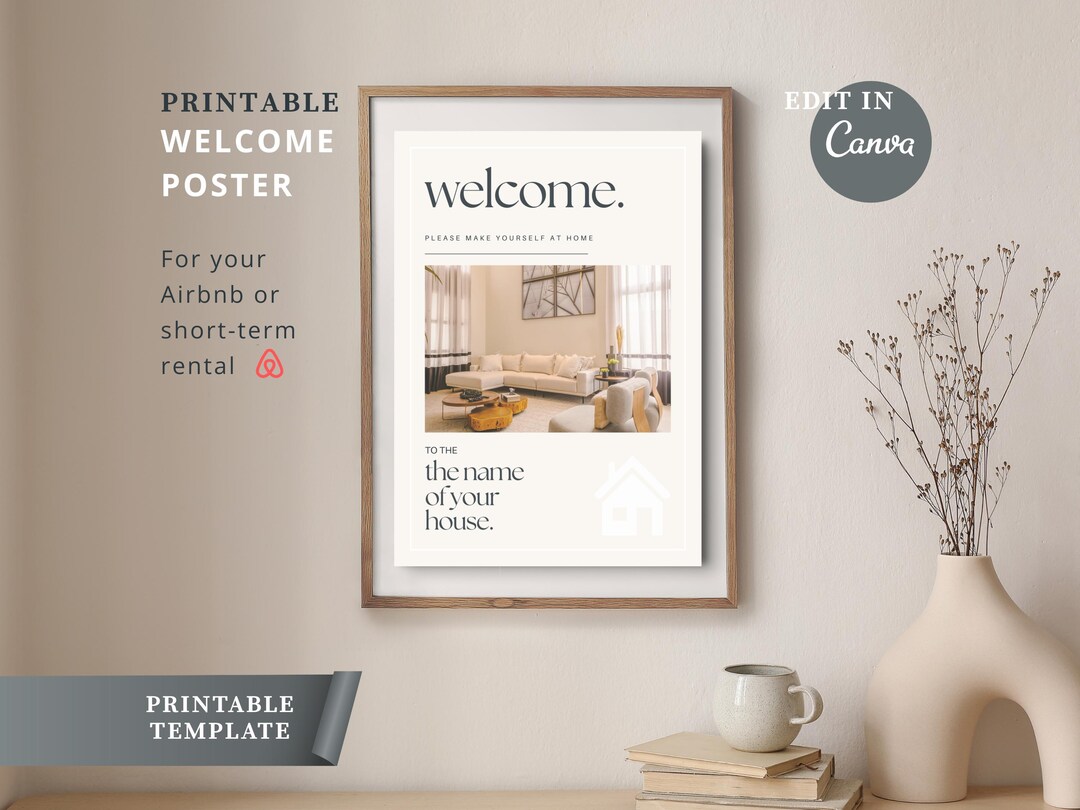 Short Term Rental Welcome Poster | Airbnb Guest Sign | Editable ...