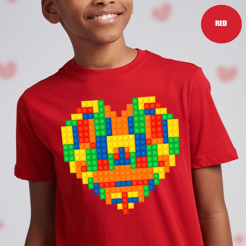 Valentine Kids Shirt, Building Blocks Heart Tee, Lego Style Valentine ...