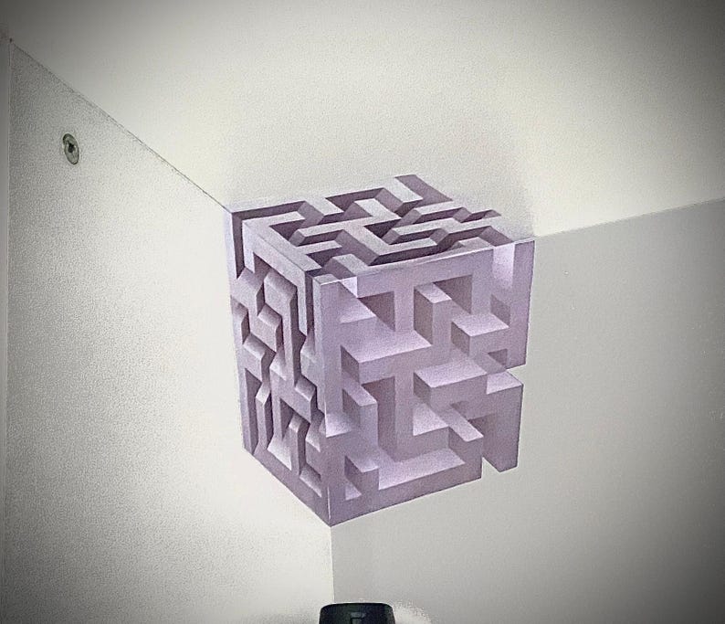 3D Corner Cube Wall Illusion Art Png – Impossible Cube Labyrinth ...