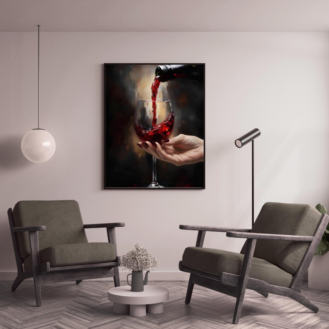 Red Wine Art Print PNG – Wine Glass Wall Art – Romantic Wine Pouring ...
