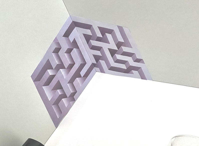 3D Corner Cube Wall Illusion Art Png – Impossible Cube Labyrinth ...