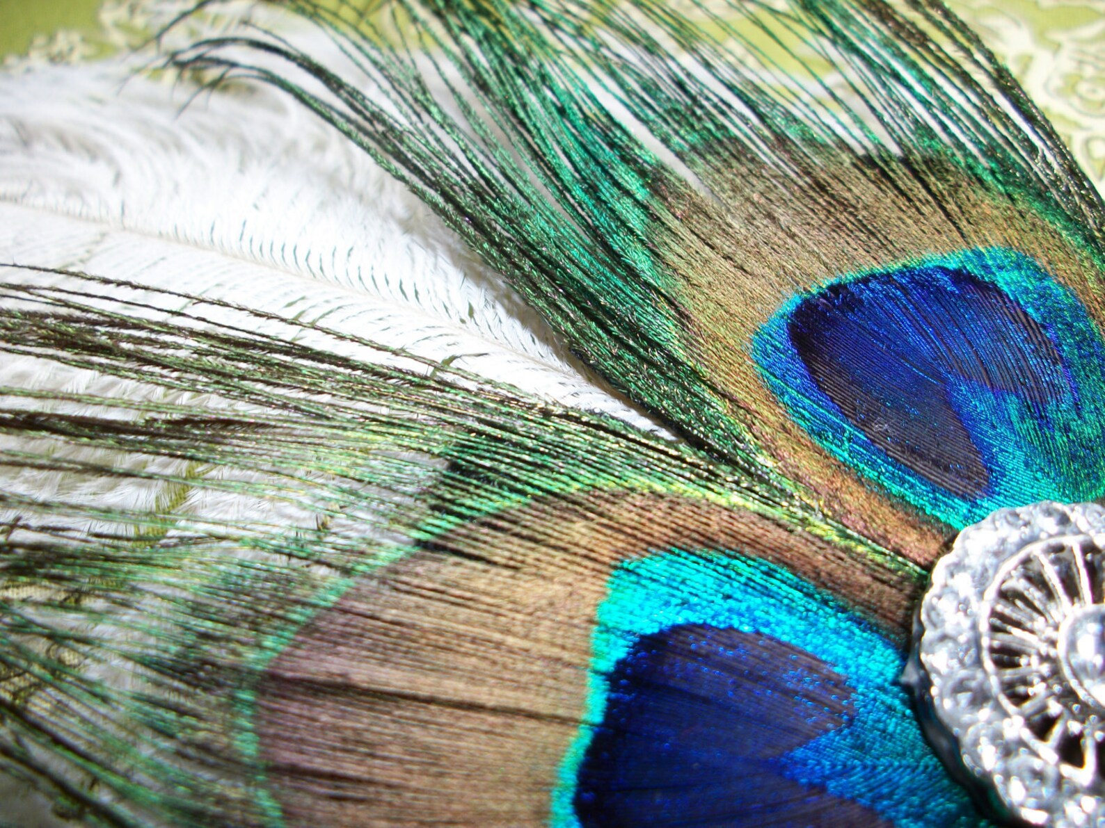 Peacock and Ostrich Feather Hair Pin Wedding-Fascinator | Etsy