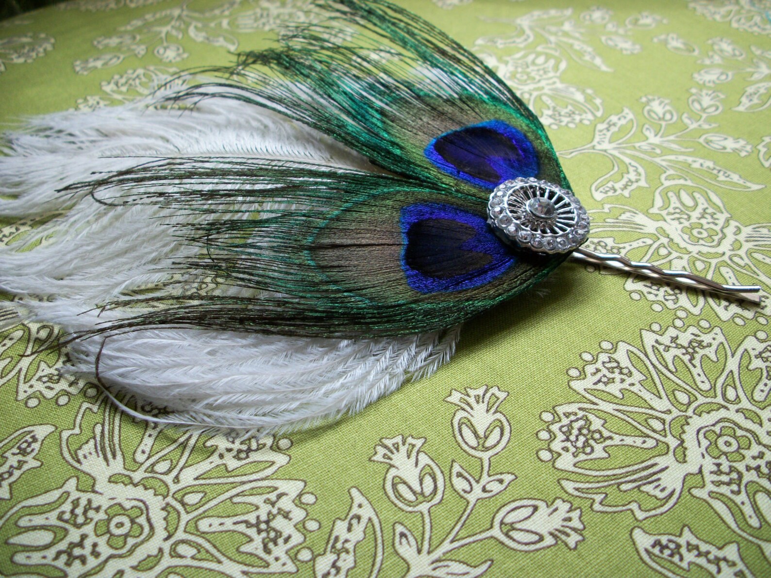 Peacock and Ostrich Feather Hair Pin Wedding-Fascinator | Etsy