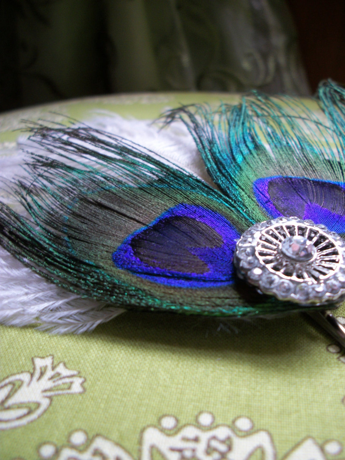 Peacock and Ostrich Feather Hair Pin Wedding-Fascinator | Etsy