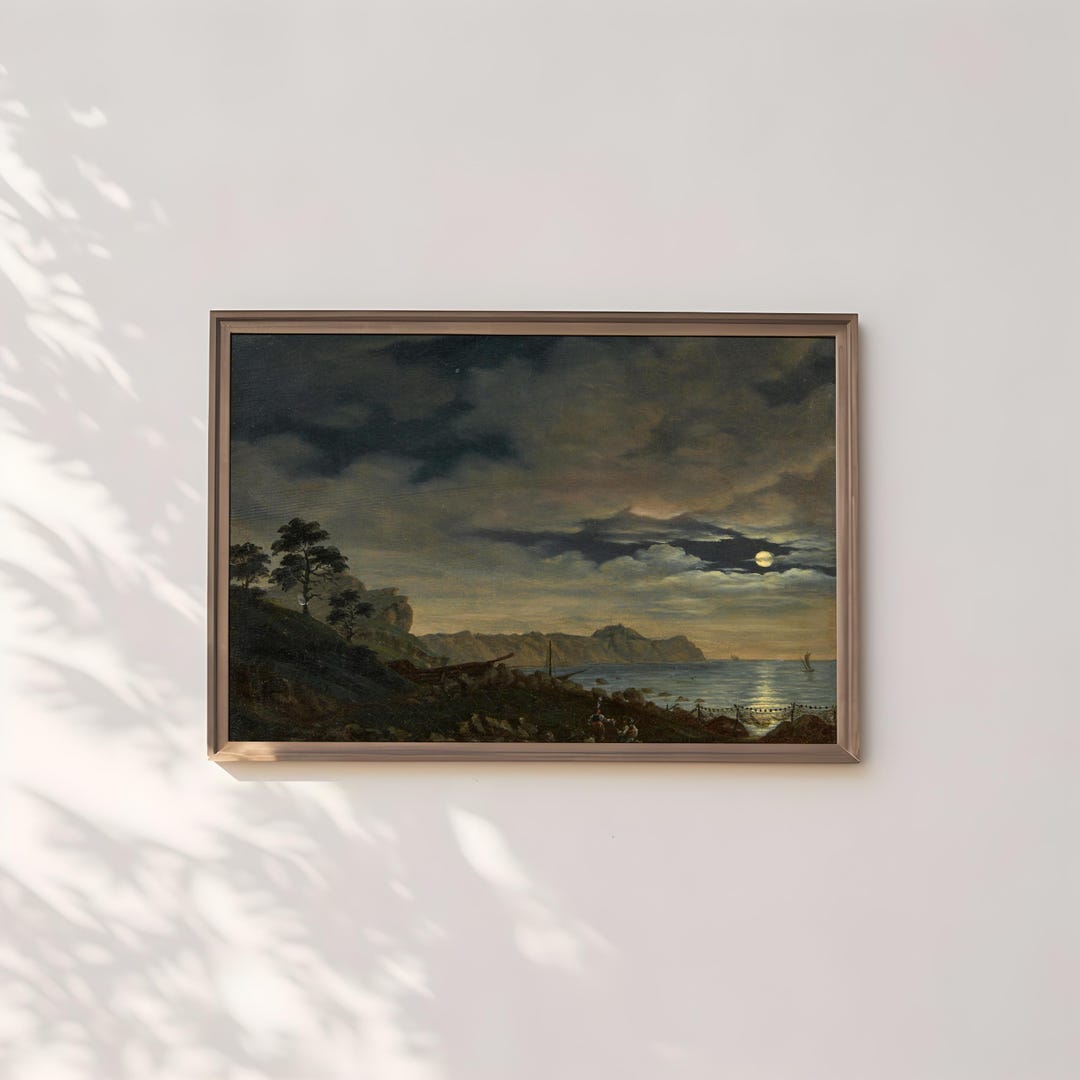 Moonlight Coastal Painting | Dramatic Cape Night Seascape Print ...