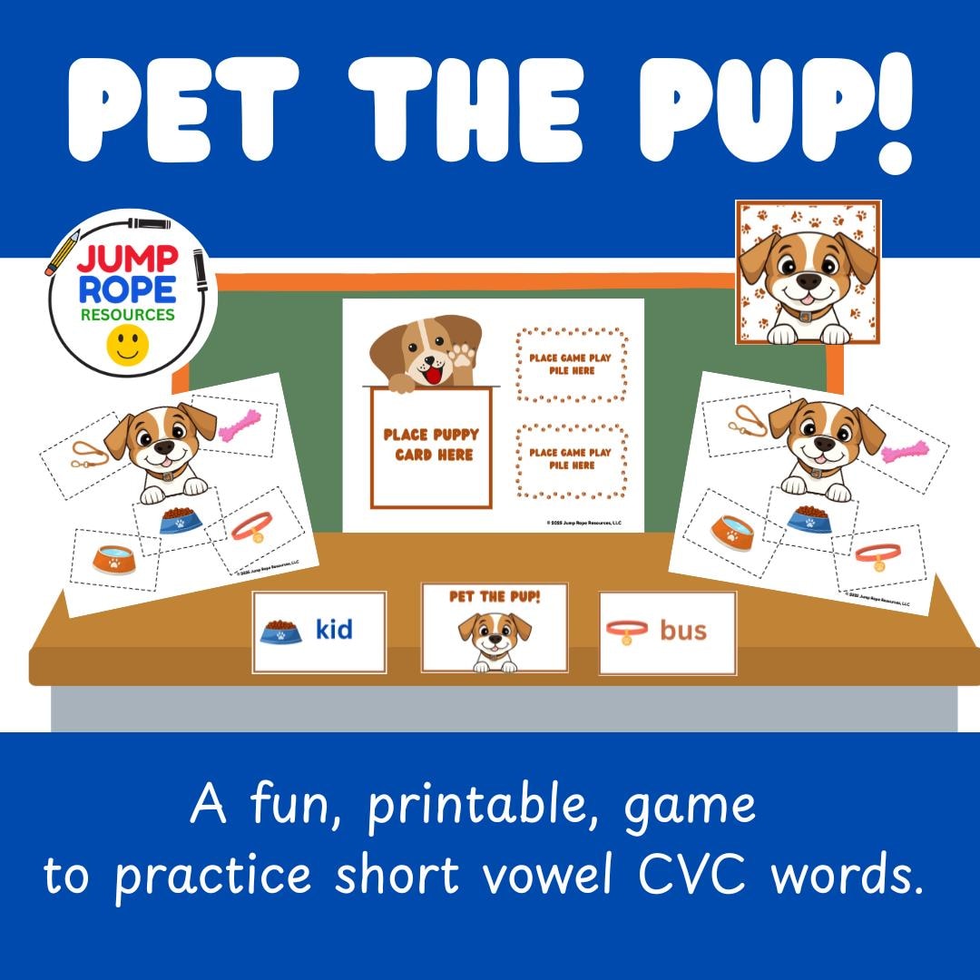 CVC Word Game: Pet the Pup, Reading Fluency Printable (PDF) - Etsy