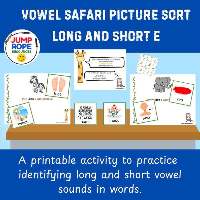 Vowel Safari Long and Short E Picture Sort - Etsy