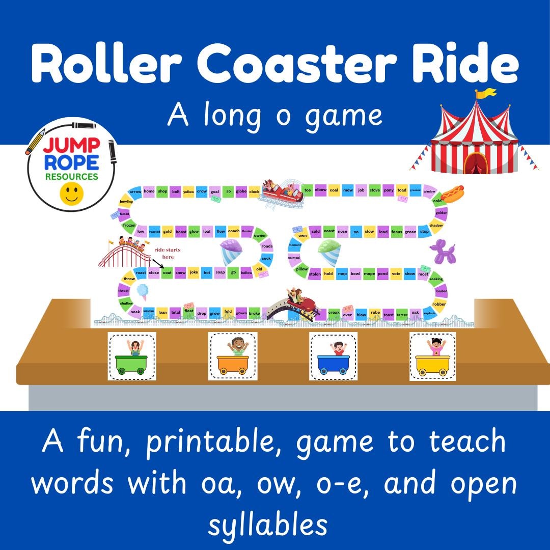 Roller Coaster Ride Long O Words Game (printable) - Etsy