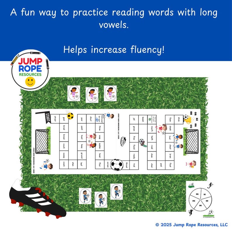 Vowel Teams Reading Game: Soccer Phonics, Decoding Practice (printable ...