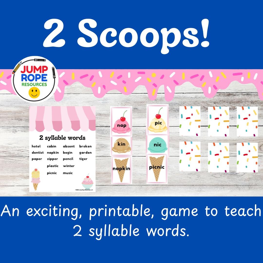 Ice Cream Syllable Game: Printable Phonics, Multisyllabic Words (PDF ...
