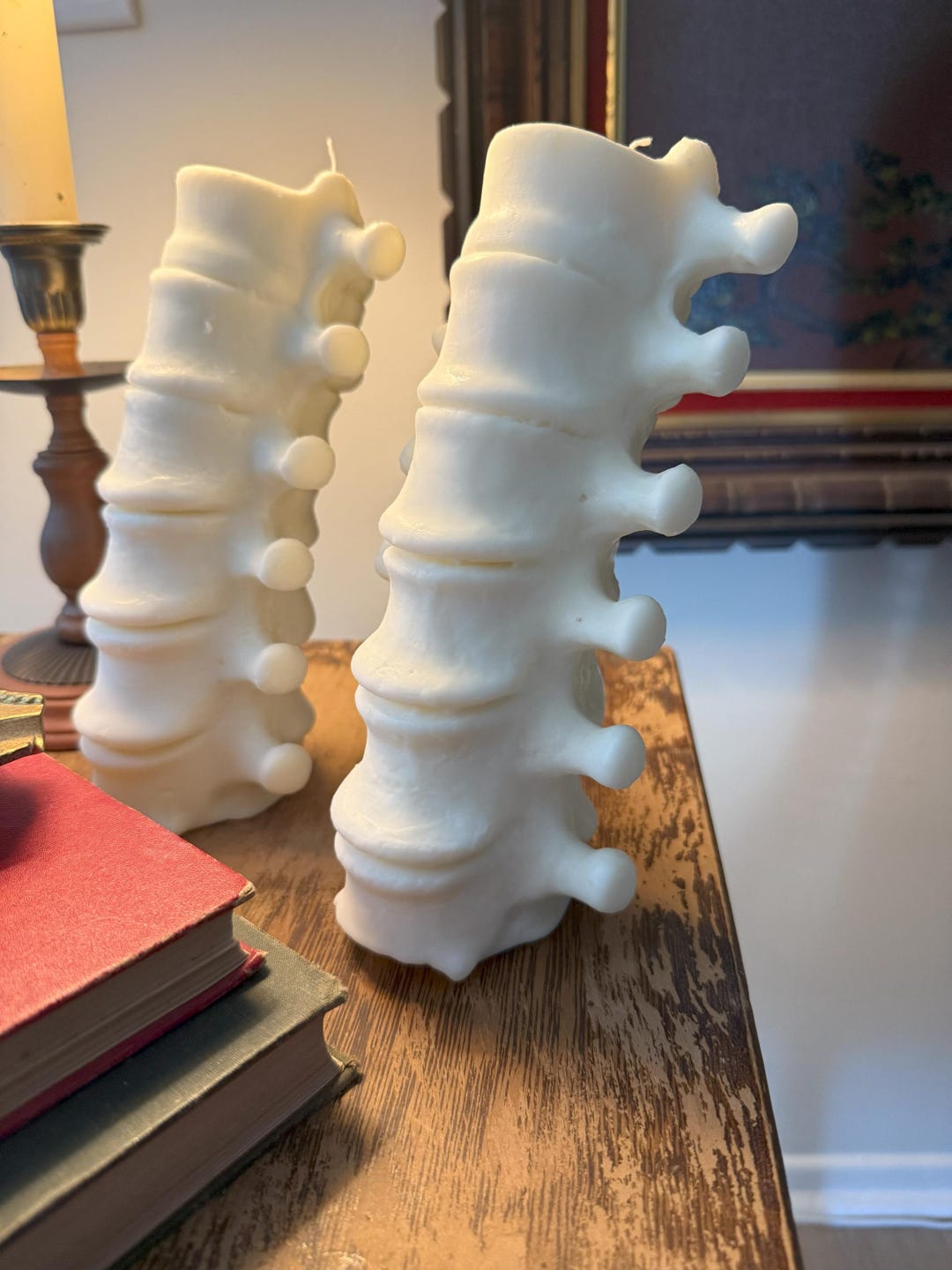 9 Inch Spine Candle – Gothic Skeleton Pillar Candle, Halloween Creepy ...