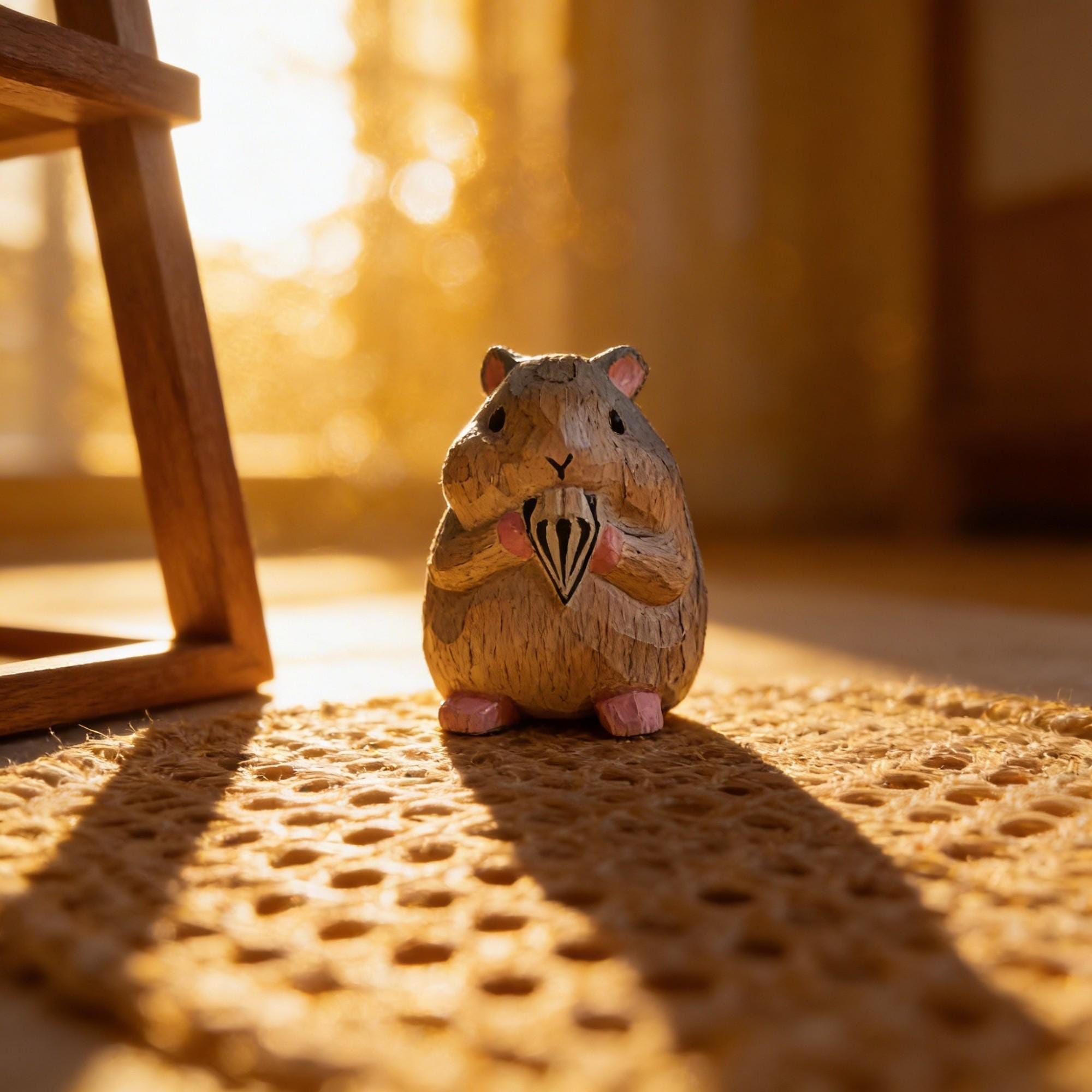Hand Carved Wooden Hamster Figurine, Cute Mini Hamster Decor, Small ...