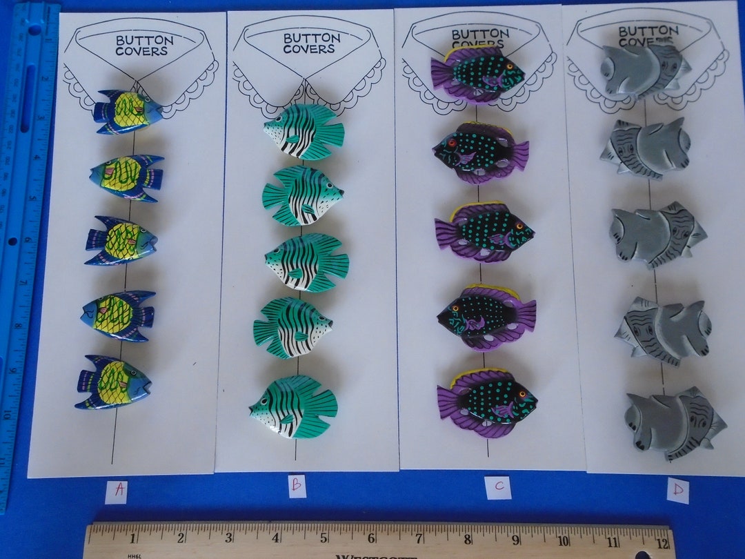 Hand-painted Fish Button Covers - Set of 5 - Balinese Artisan Design - Etsy