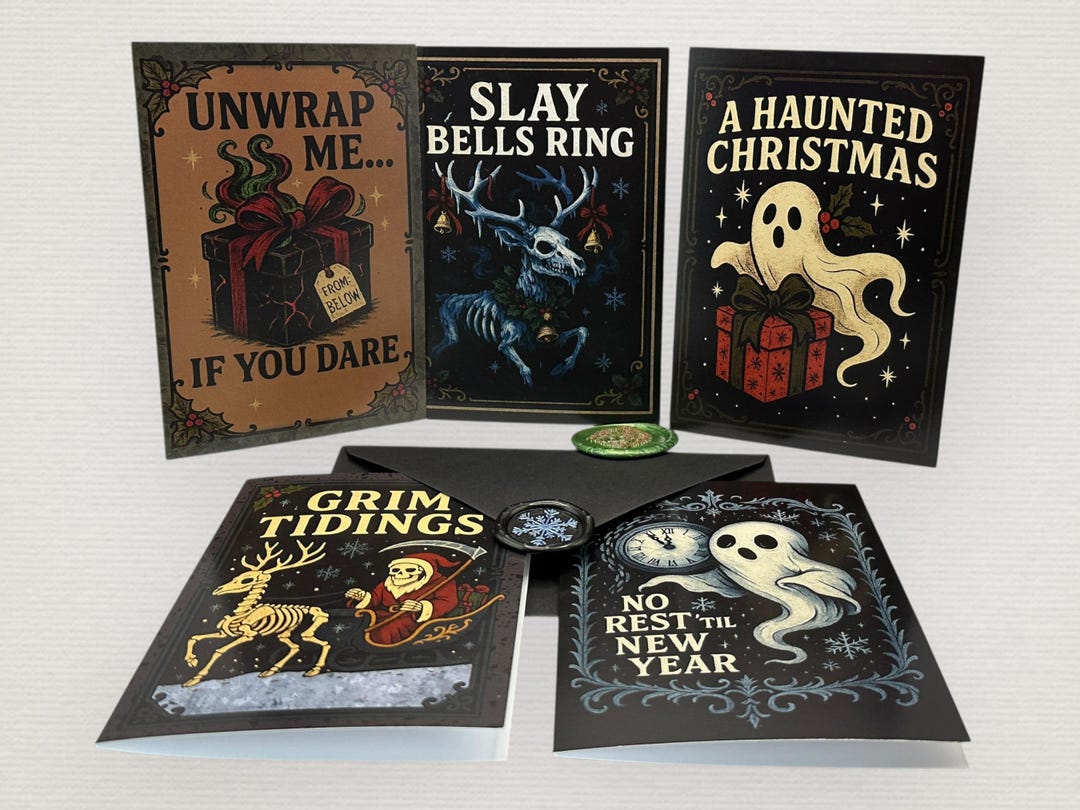 Gothic Horror Christmas Cards With Wax Seal and Black Envelope - Etsy UK