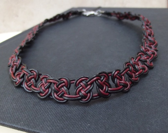 Celtic Knot Choker Necklace: Claret Garnet & Black Hand Tied - Etsy
