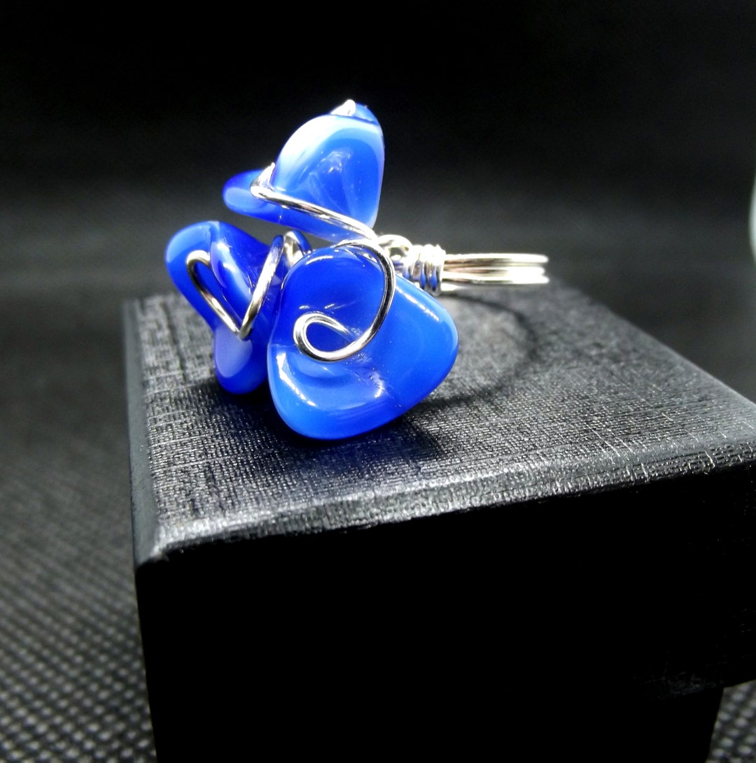 Cobalt Blue Ring: Flower Bouquet Bridal Ring, Floral Bridesmaid Wedding ...