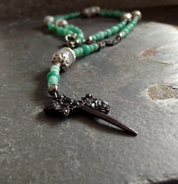 Rose Dagger Rosary: Gothic Cross Necklace Love Tattoo Dark | Etsy