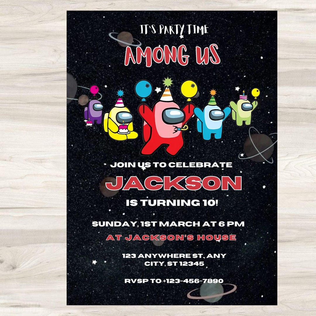 Among Us Invitation, Among Us Birthday Invitation, EDITABLE Among Us ...