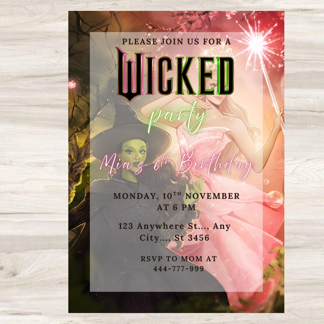 Editable Wicked Invitation, Wicked Birthday Editable Invitation ...