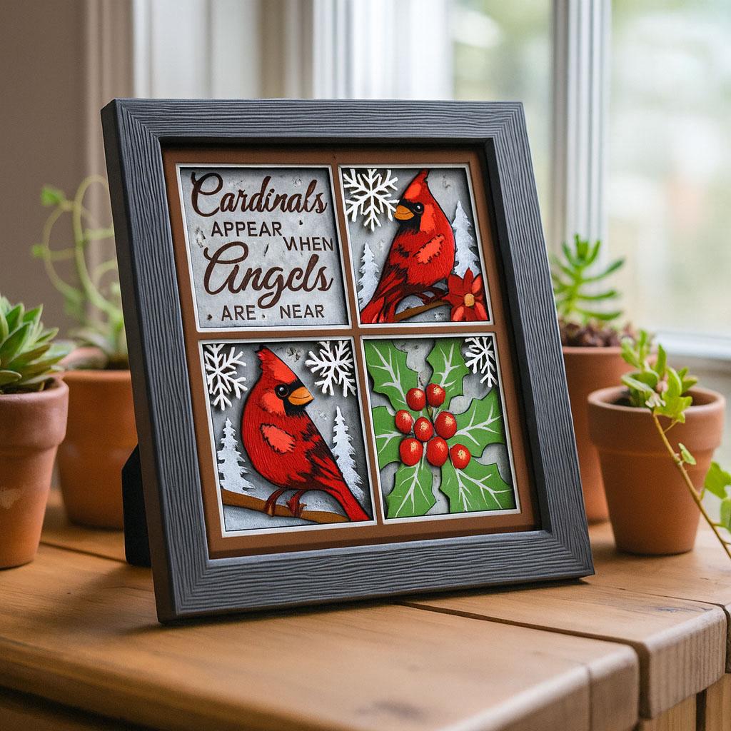 Cardinal Angels Shadow Box SVG, 3D Layered Cardinal Light Box, Angel ...