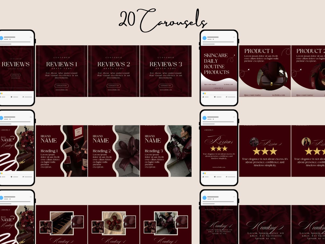 Editable Instagram Carousel Templates Aesthetic Elegant IG Carousels ...