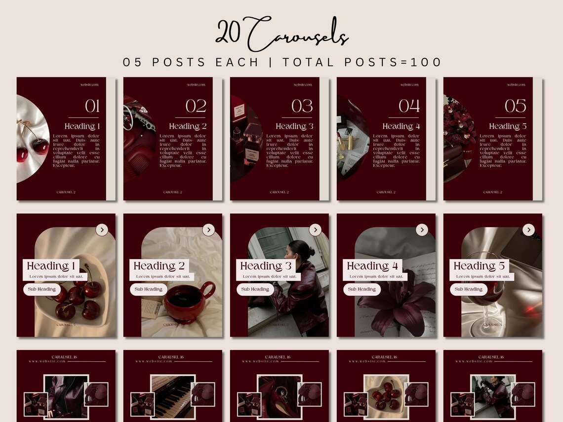 Editable Instagram Carousel Templates Aesthetic Elegant IG Carousels ...