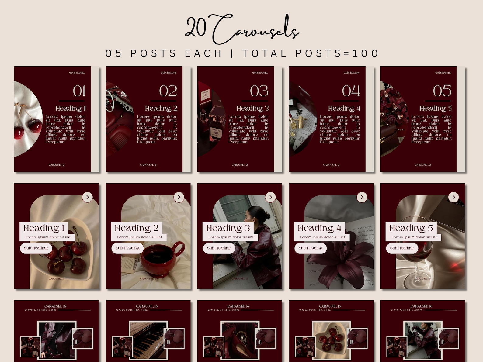 Editable Instagram Carousel Templates Aesthetic Elegant IG Carousels ...