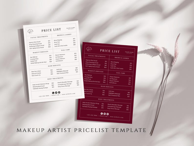 Beauty Salon Price List Canva Templates Elegant & Editable Pricing ...