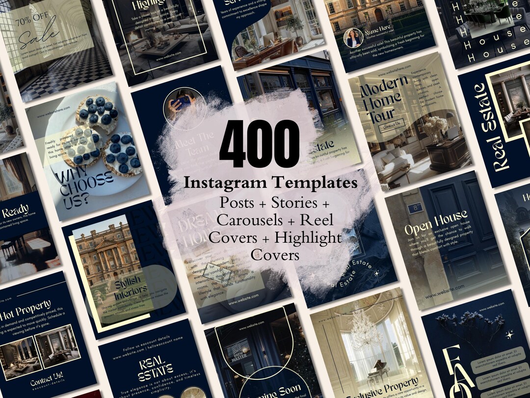 Real Estate Agent Instagram Posts Kit Template IG Marketing Social ...