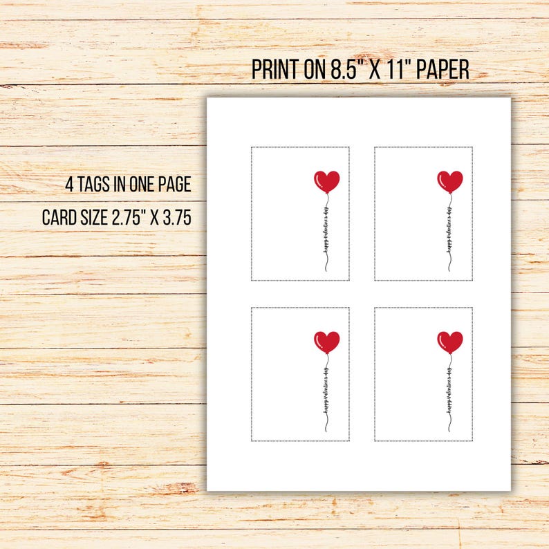 Printable Heart Balloon Valentine's Day Card | Minimalist Love Card ...