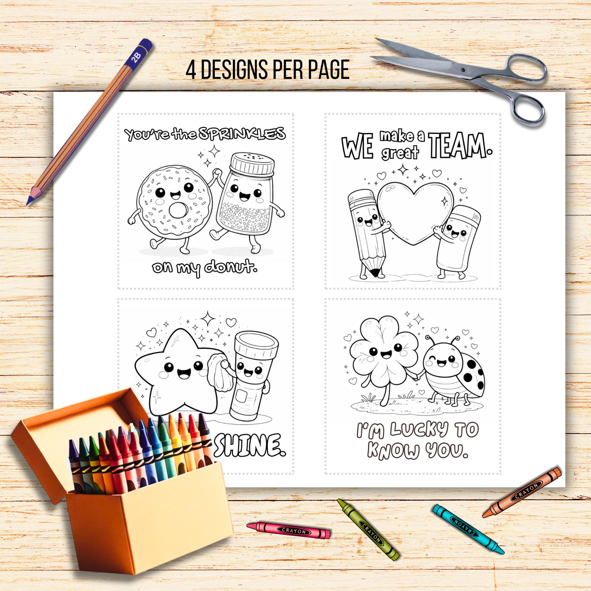 Coloring Valentine Cards Printable | Student-made Classroom Valentines ...