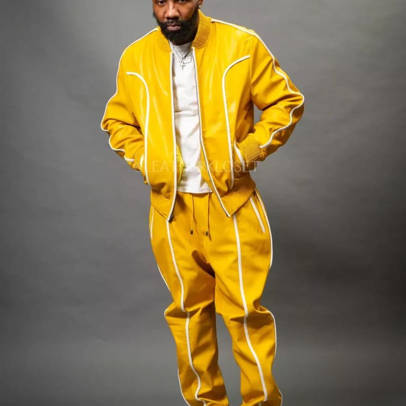 Yellow Leather Tracksuit - Etsy