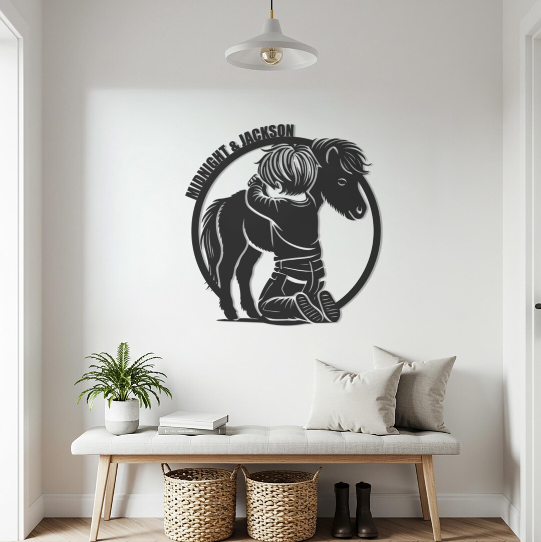 Personalized Pony Hug Metal Wall Art, Custom Horse Name Sign, Unique ...