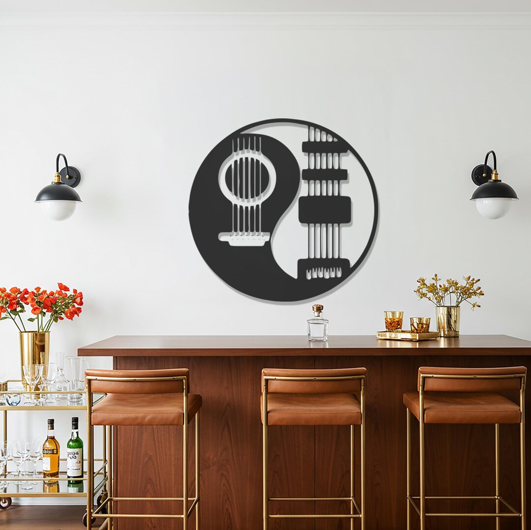 Guitar Yin and Yang Metal Wall Art, Music Symbol Decor, Unique Musician ...